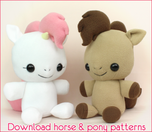 Free plush sewing pattern: Pony & Horse mane for stuffed animals