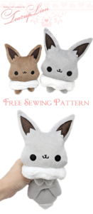 Free Eevee Pokemon plush sewing pattern and ITH machine embroidery pattern